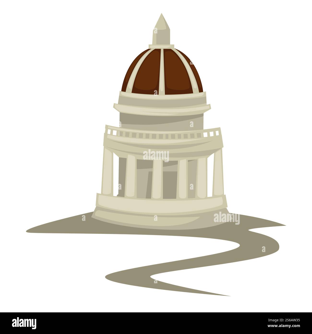 Tower or temple with dome and gold spire Renaissance style building ...