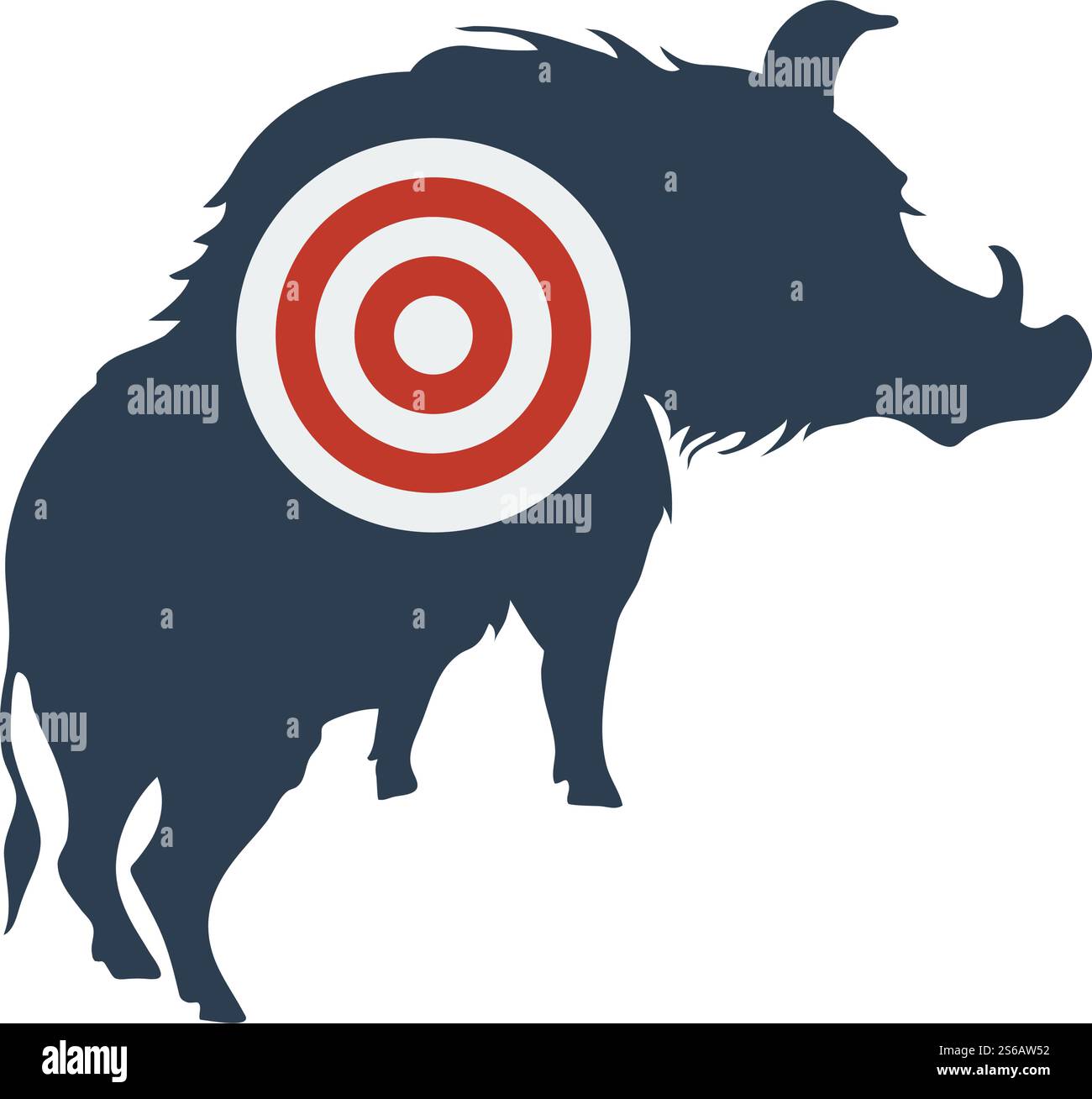 Icon Of Boar Silhouette With Target. Flat Color Design. Vector ...