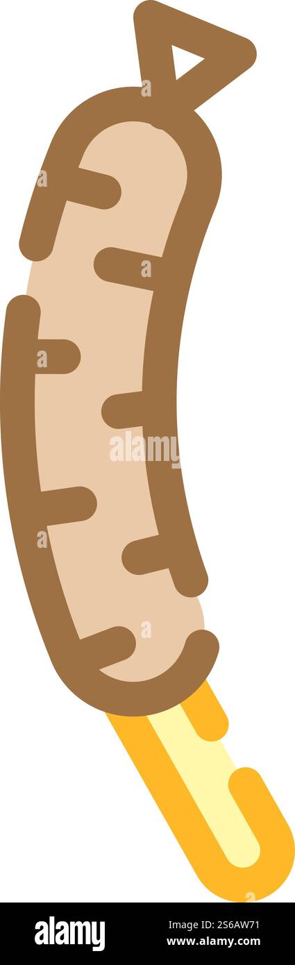sausage on stick color icon vector. sausage on stick sign. isolated ...