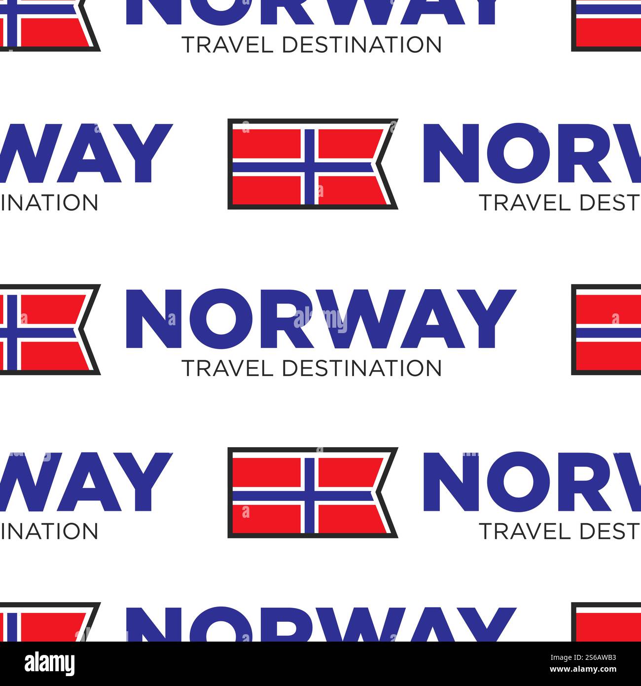 Norwegian national flag Norway travel destination seamless pattern ...