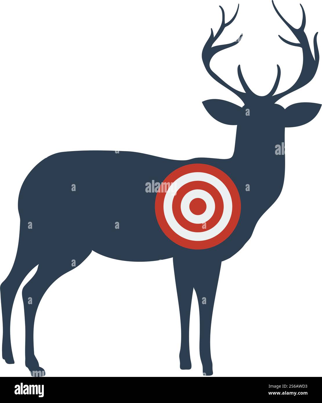Icon Of Deer Silhouette With Target. Flat Color Design. Vector ...