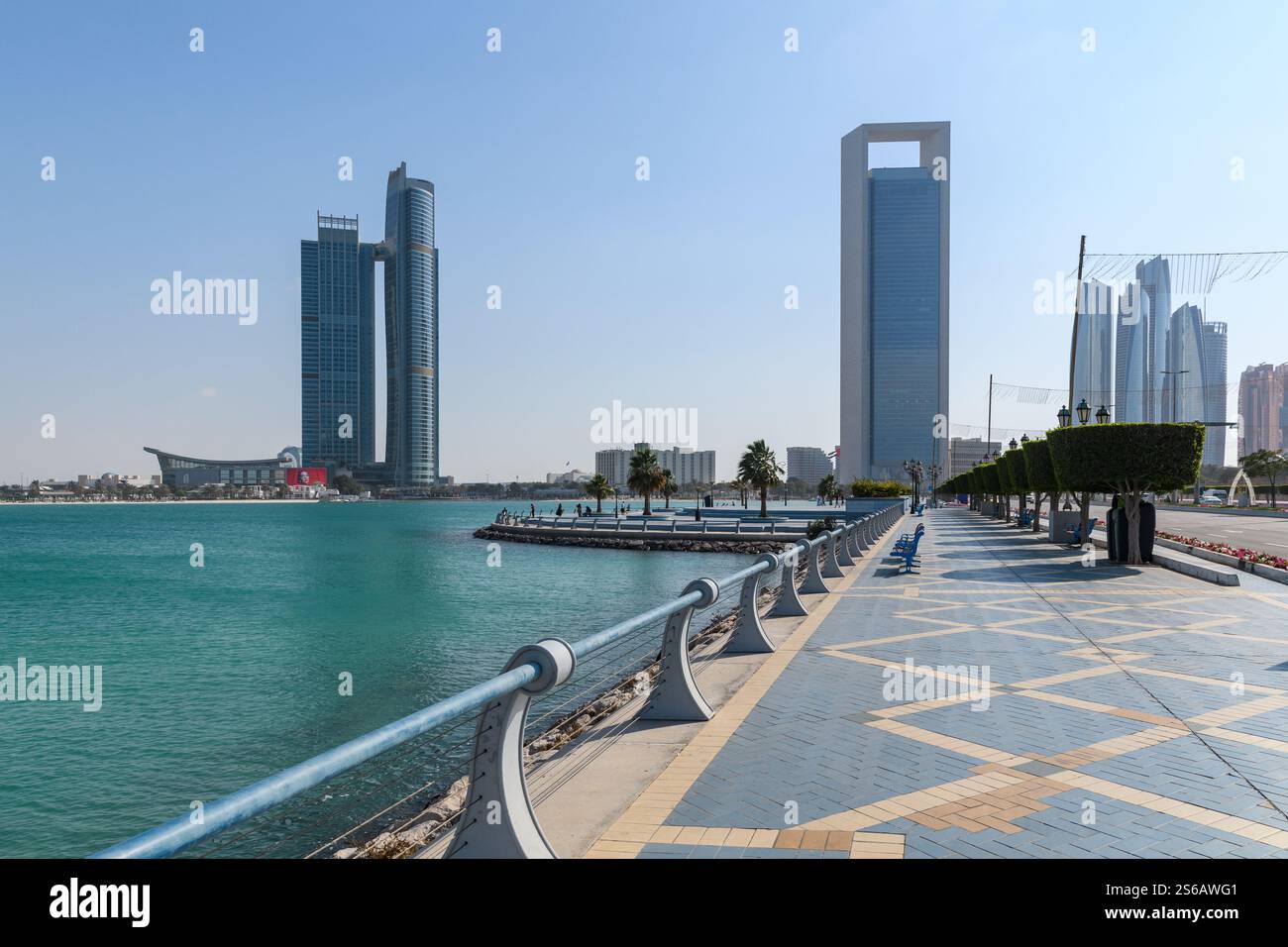 Abu Dhabi, UAE - January 3, 2025: A scenic view of the Corniche ...
