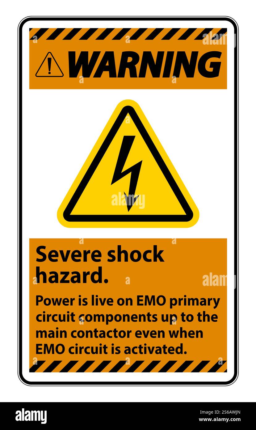 Warning Severe shock hazard sign on white background Stock Vector Image ...