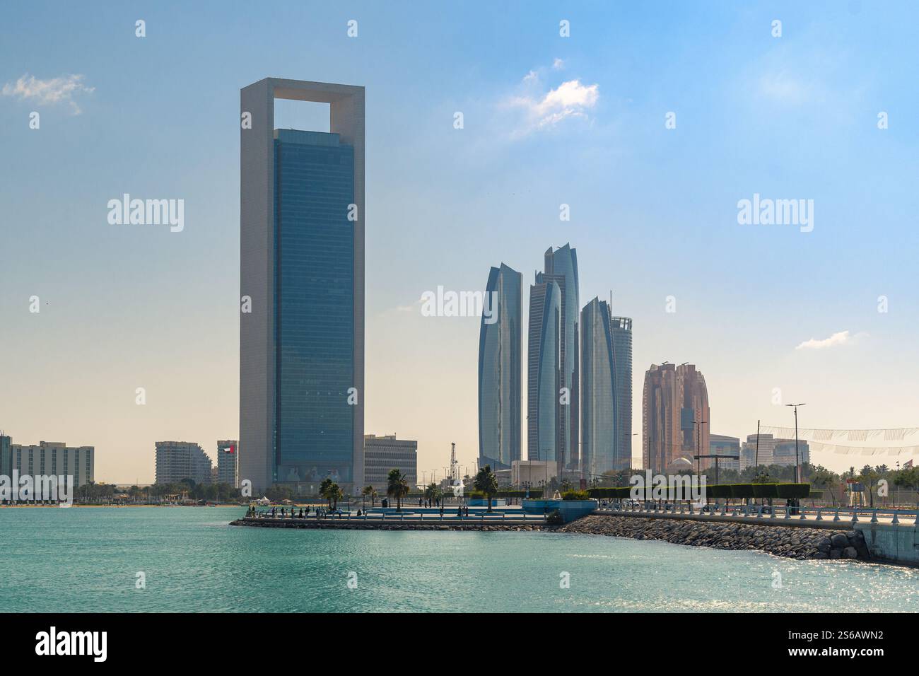 Abu Dhabi, UAE - January 3, 2025: A beautiful view of the Corniche ...