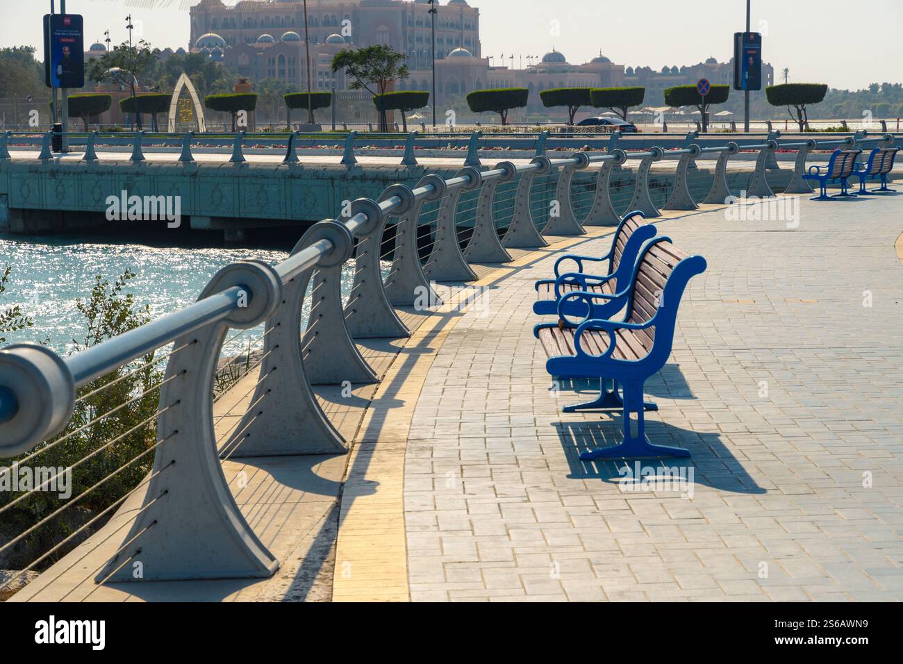 Abu Dhabi, UAE - January 3, 2025: A serene view of the Corniche ...