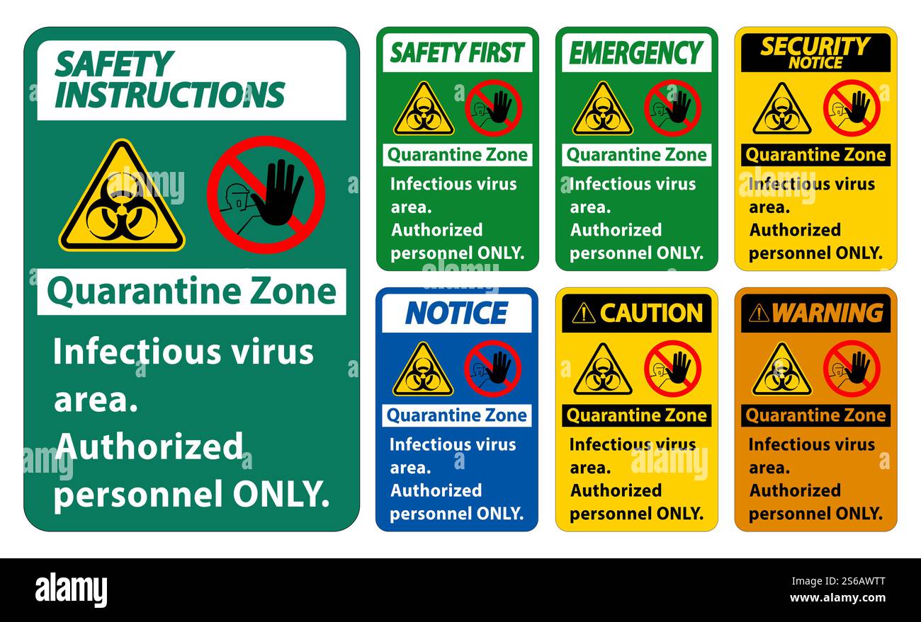 Quarantine Infectious Virus Area sign on white background Stock Vector ...