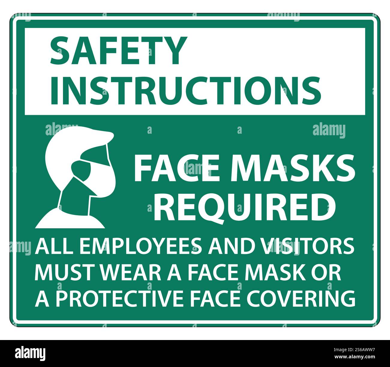 Safety Instructions Face Masks Required Sign on white background Stock ...