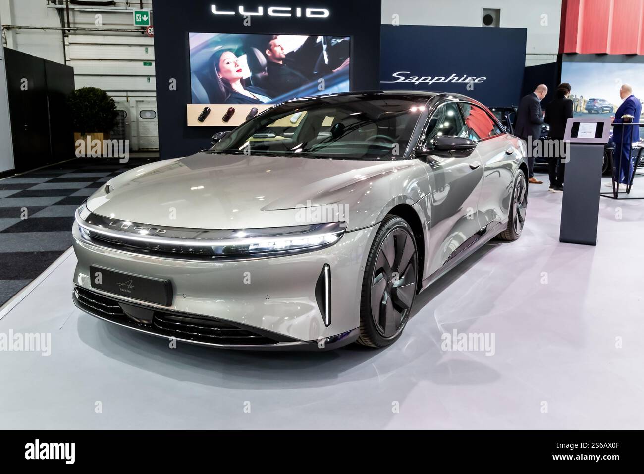 Lucid Air Touring all-electric car at the Brussels Motor Show. Brussels ...