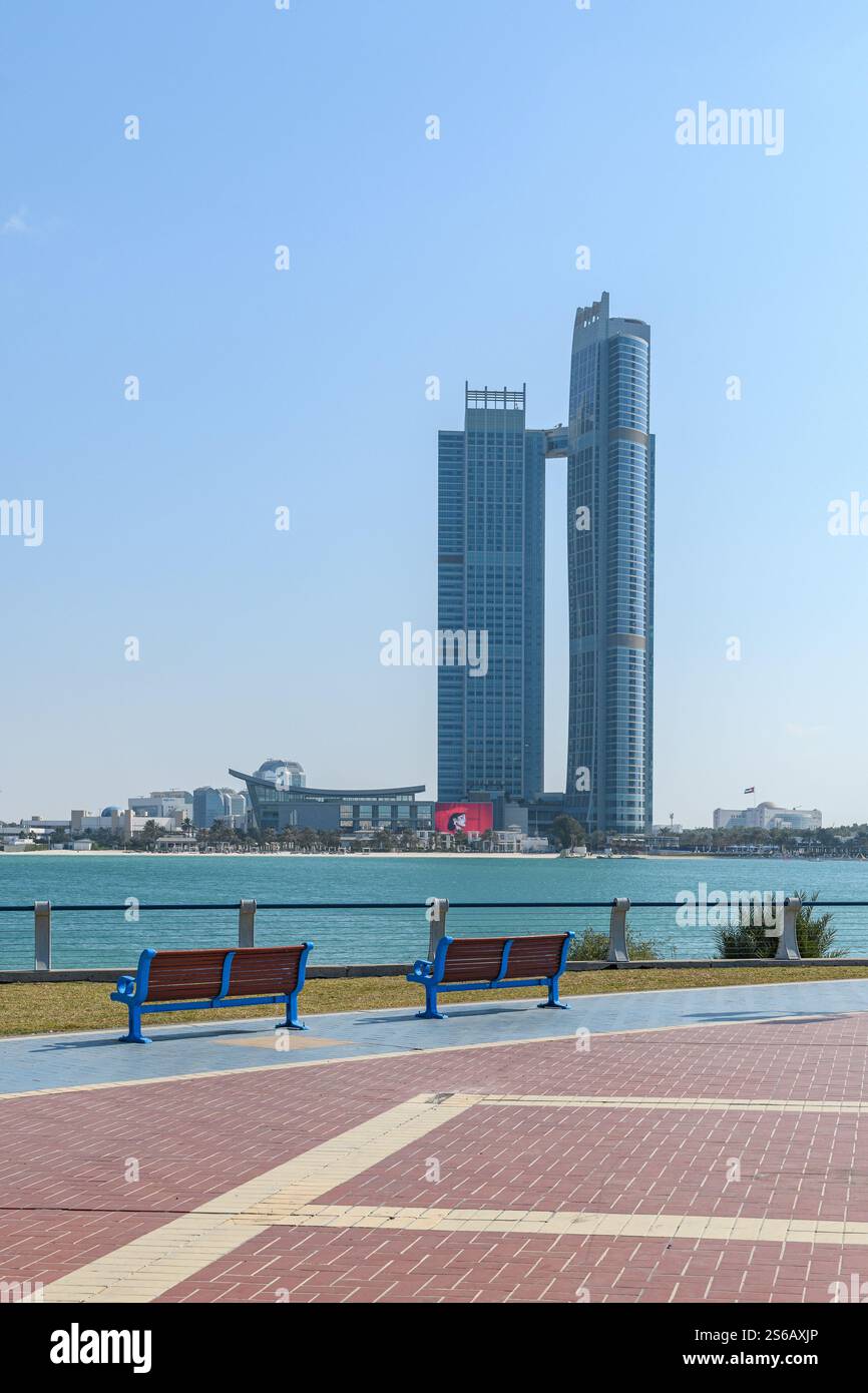 Abu Dhabi, UAE - January 3, 2025: A serene view of the Corniche ...