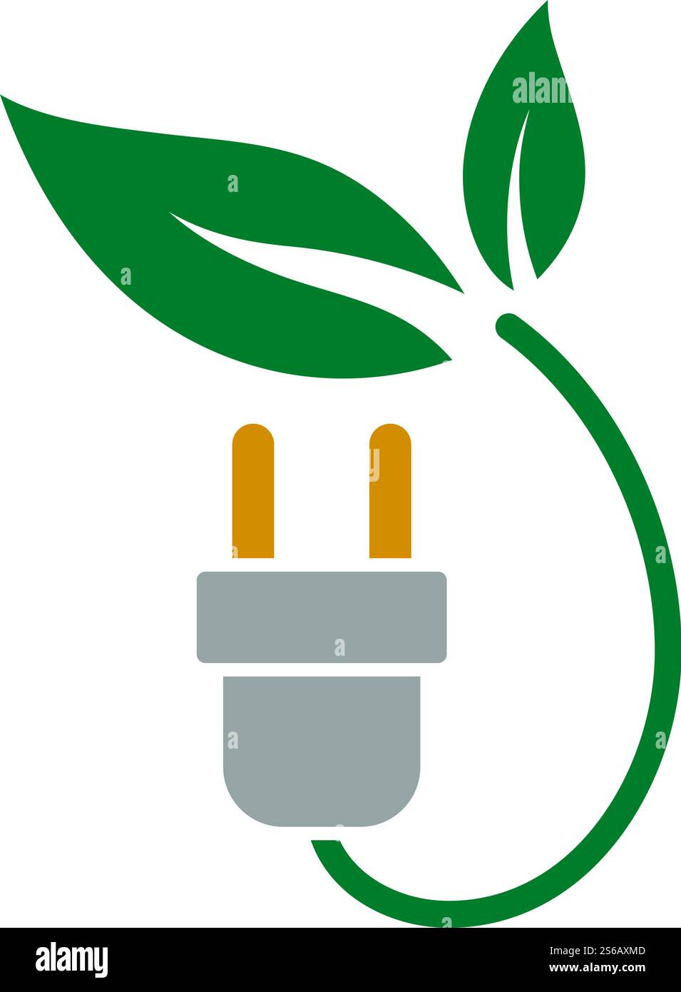 Electric Plug With Leaves Icon. Flat Color Design. Vector Illustration ...