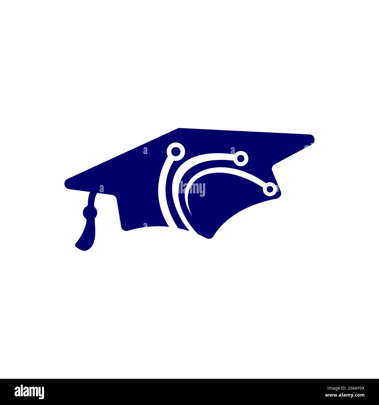 Artificial intelligent technology with graduation cap logo design. IT ...