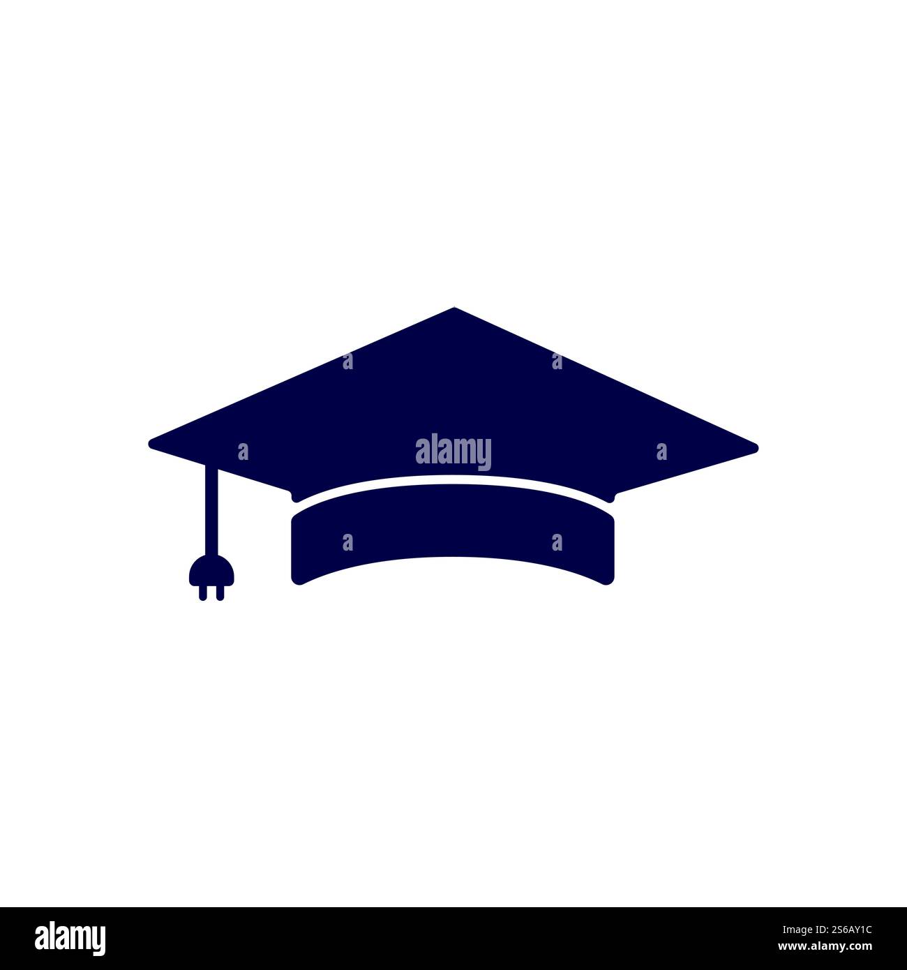 Artificial intelligent technology with graduation cap logo design. IT ...