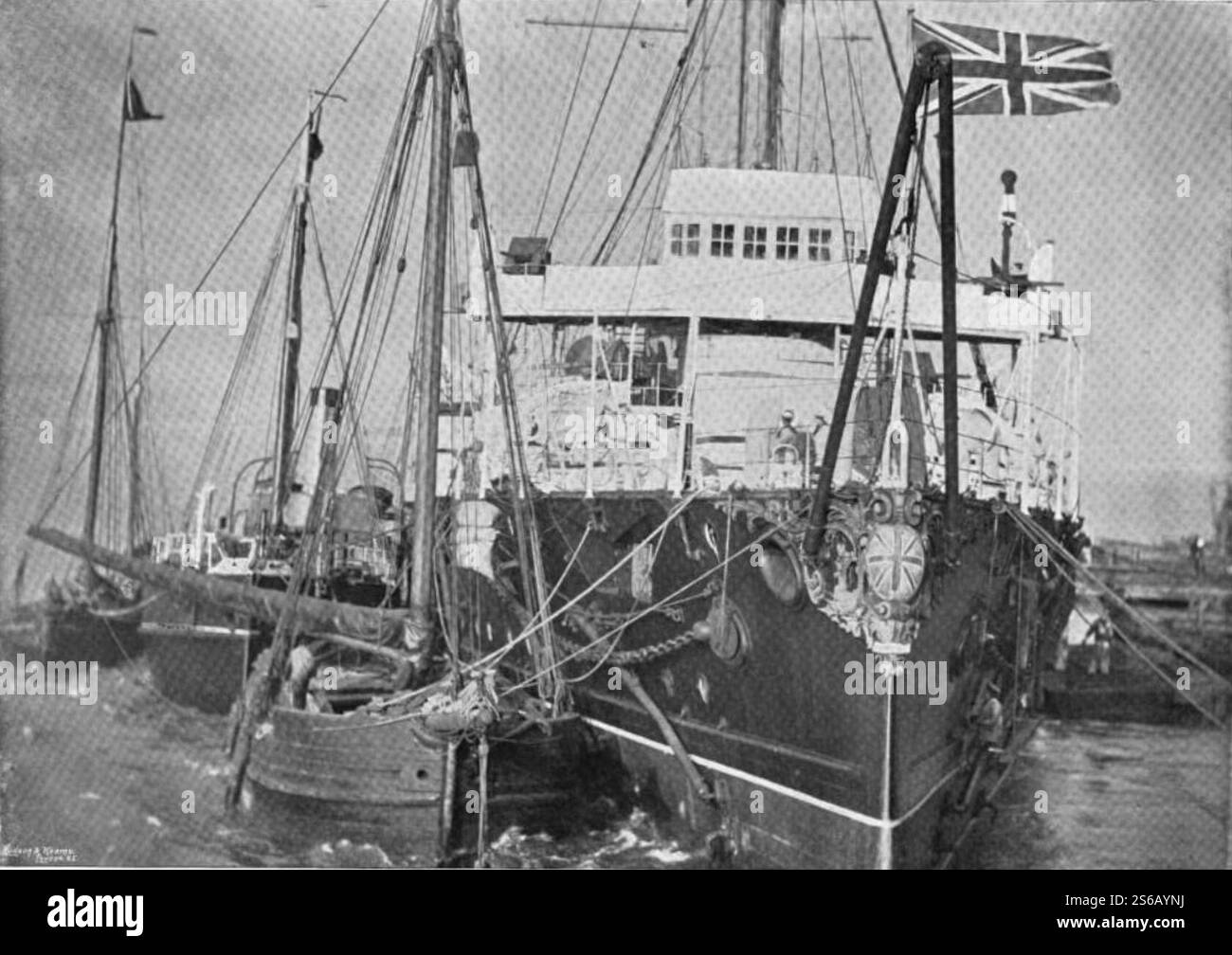 HMS 'Gibraltar', now of the Flying Squadron, fitting out at Portsmouth ...