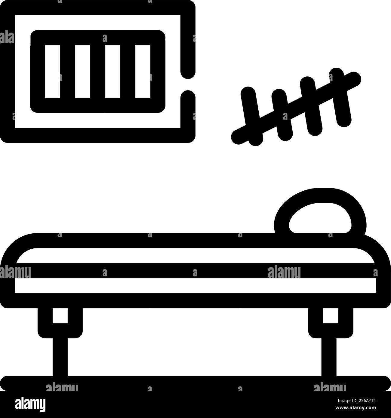 prison cell with bed line icon vector. prison cell with bed sign ...