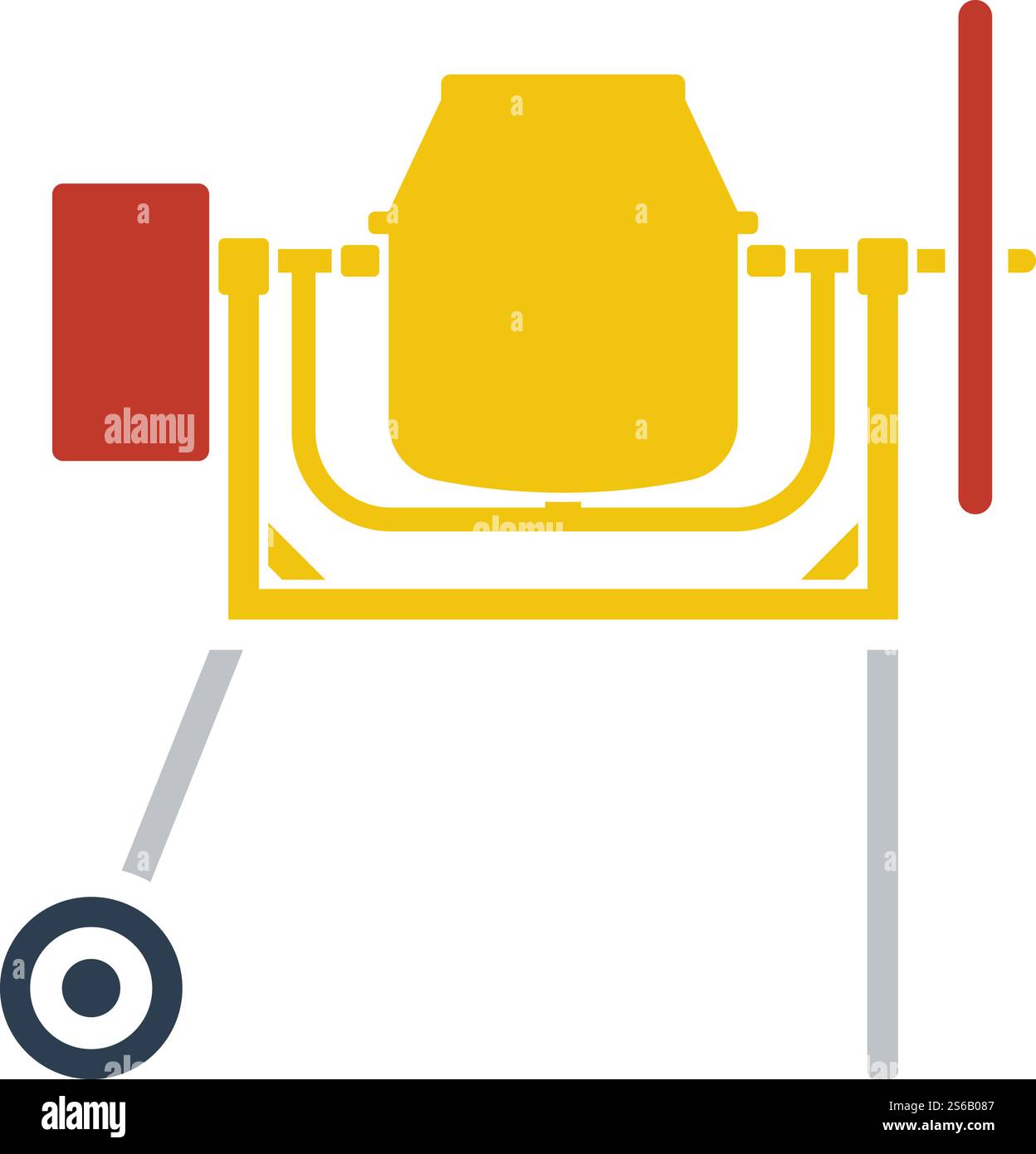 Icon Of Concrete Mixer. Outline With Color Fill Design. Vector ...