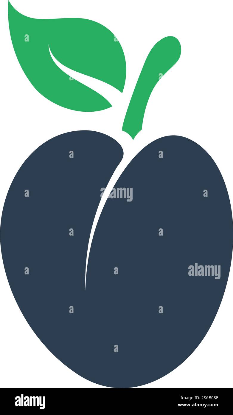 Plum Icon. Flat Color Design. Vector Illustration Stock Vector Image ...