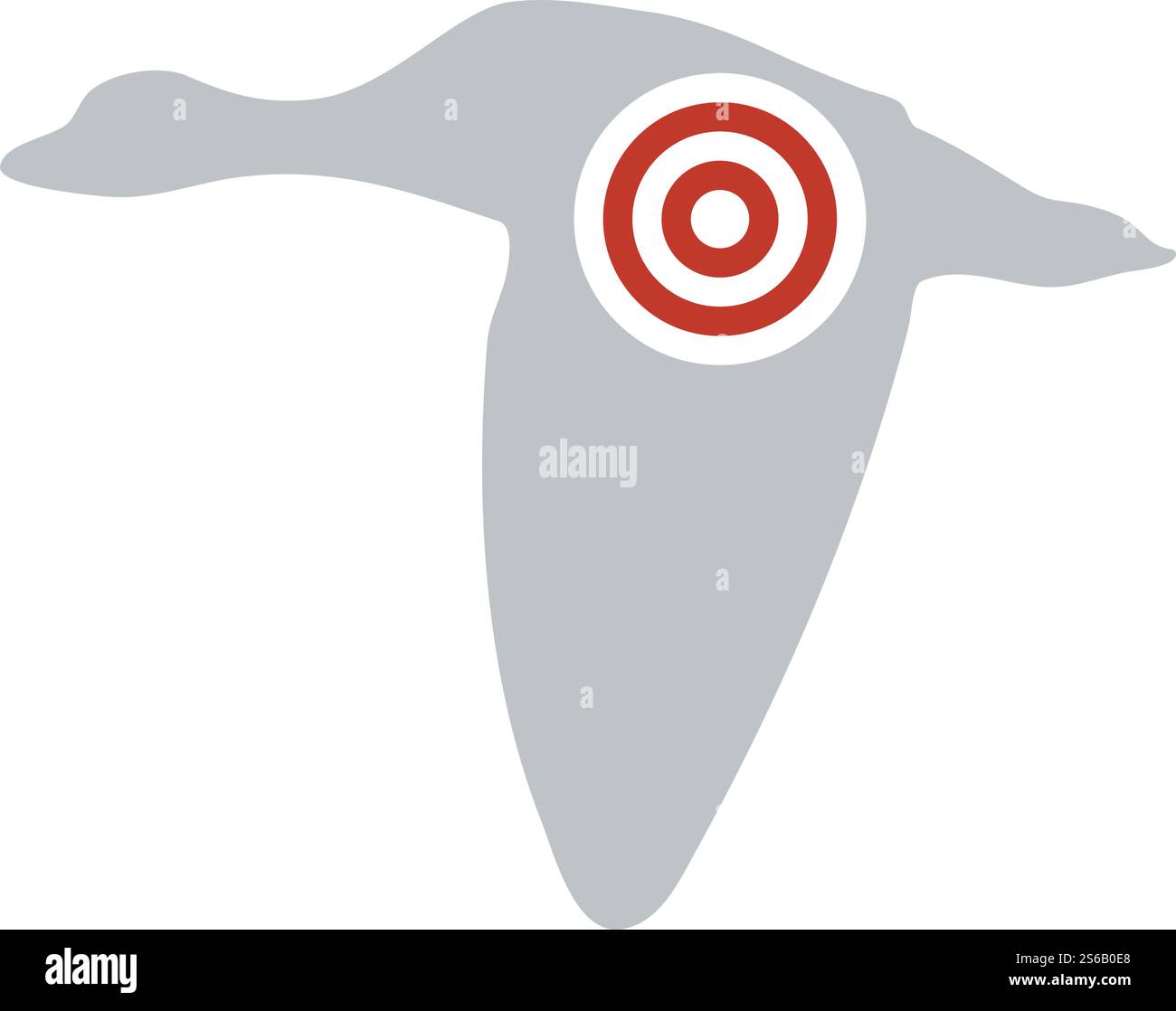 Icon Of Flying Duck Silhouette With Target. Flat Color Design. Vector ...