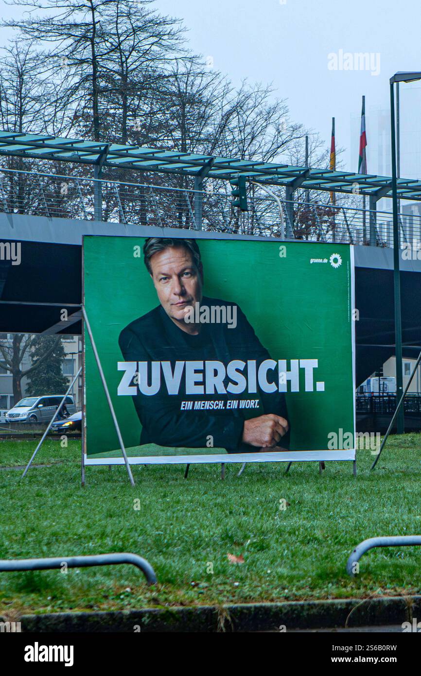Wahlplakate zur Bundestagswahl am 23. Februar 2025 sind in Düsseldorf ...