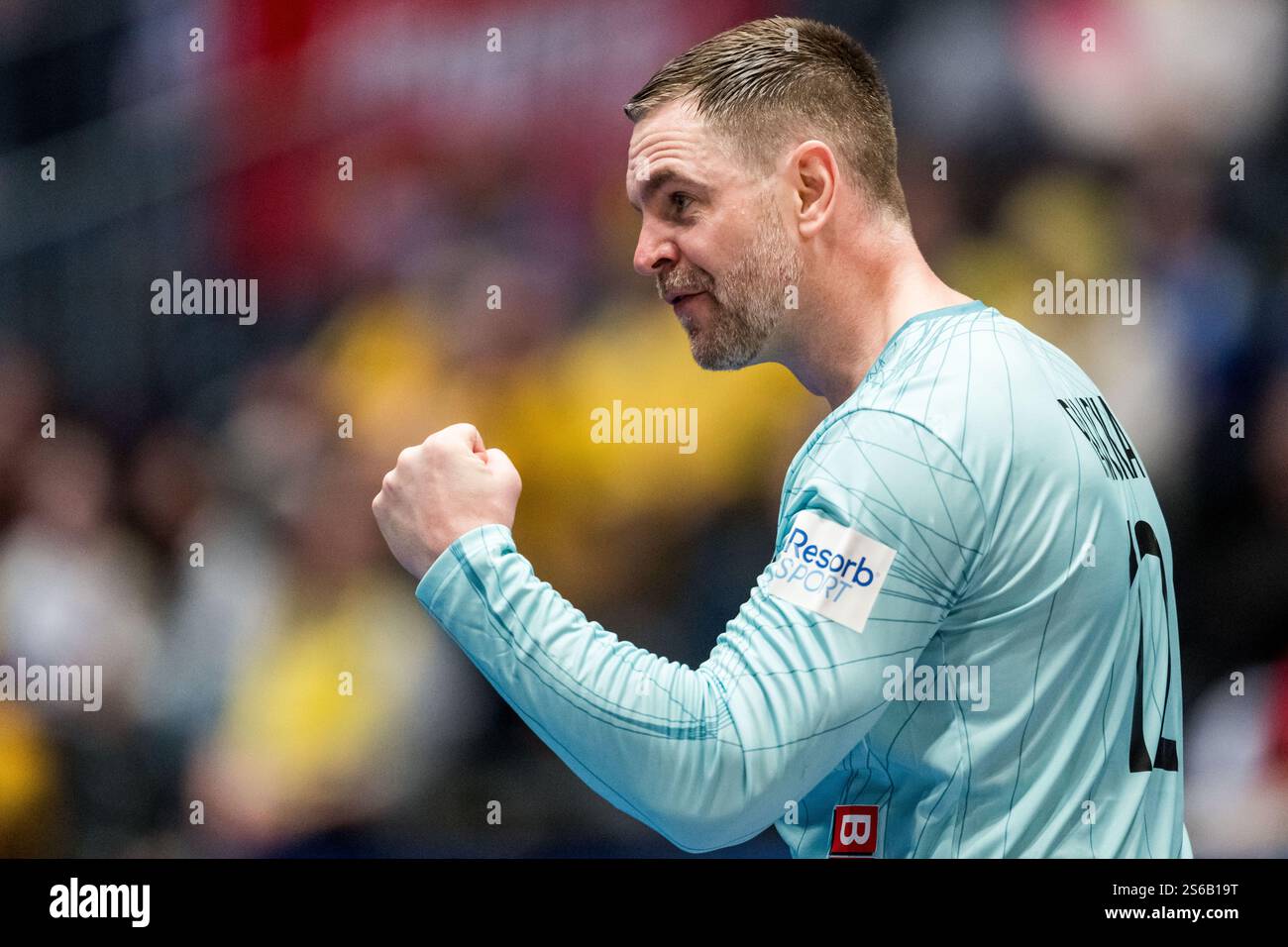 Goalkeeper Andreas Palicka of, Sweden. , . celebrates during the 2025 ...