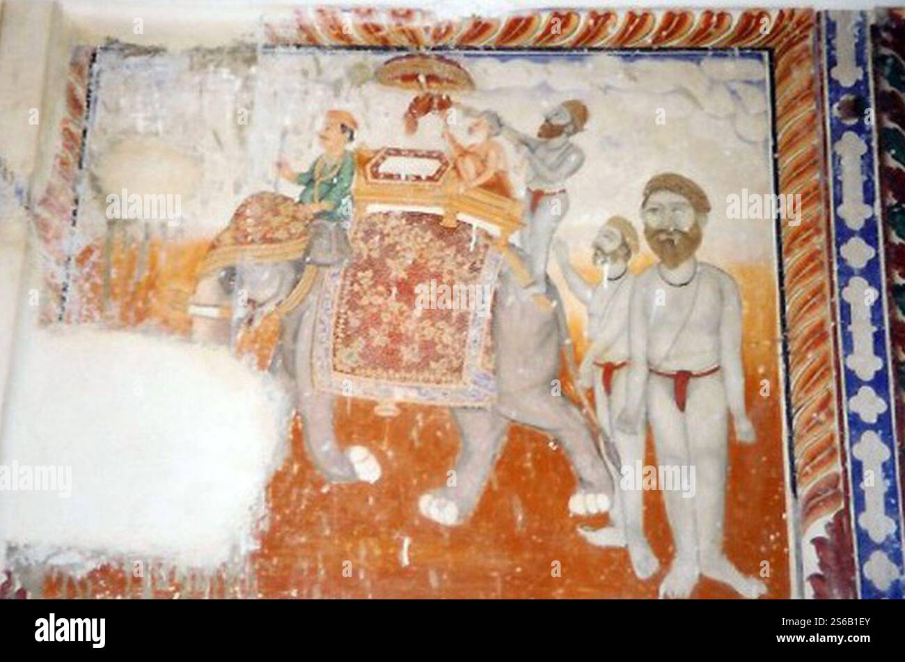 Fresco from the walls of Gurdwara Baba Bir Singh in Naurangabad depicting Udasi sadhus, circa ...