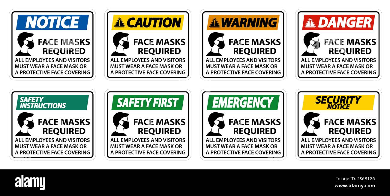Face Masks Required Sign on white background Stock Vector Image & Art ...