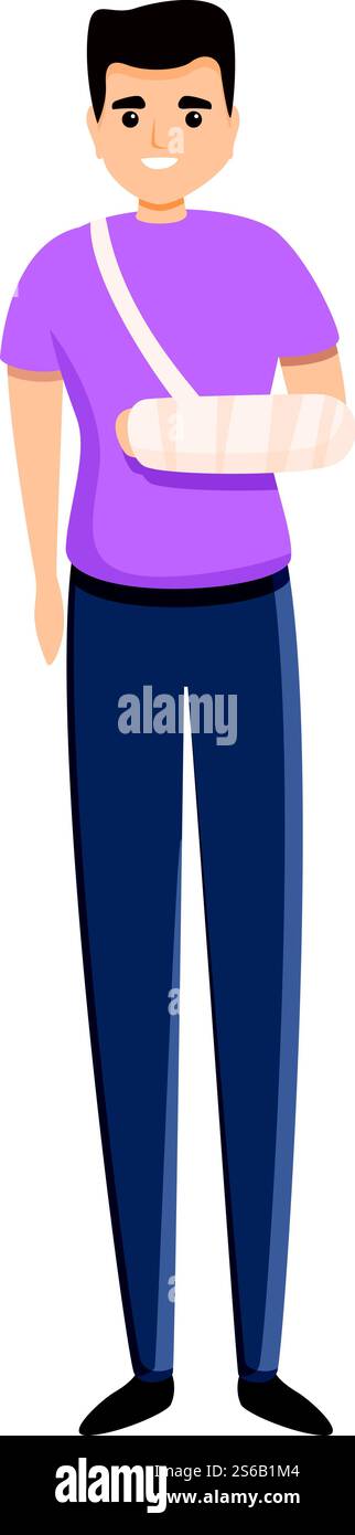 Smiling boy bandage hand icon. Cartoon of smiling boy bandage hand ...