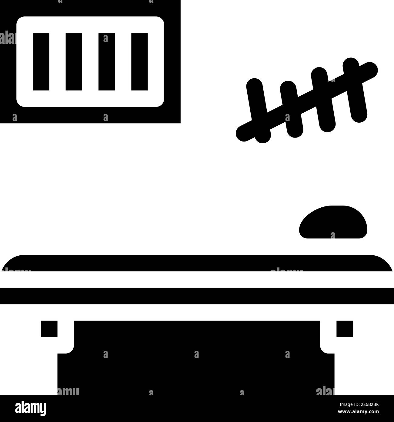 prison cell with bed glyph icon vector. prison cell with bed sign ...