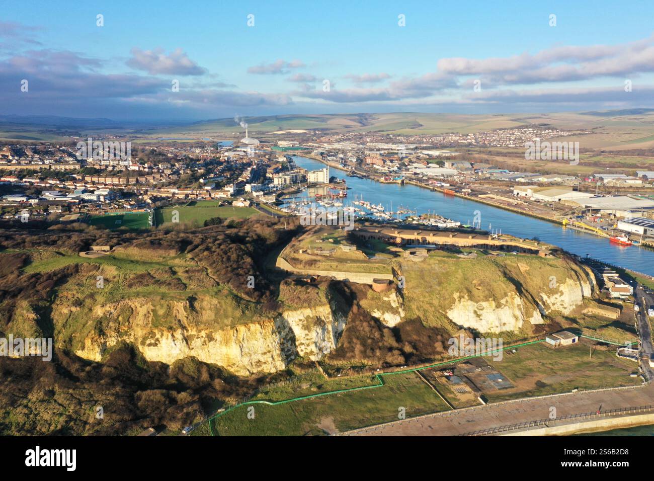 aerial view of newhaven harbour and town Stock Photo - Alamy