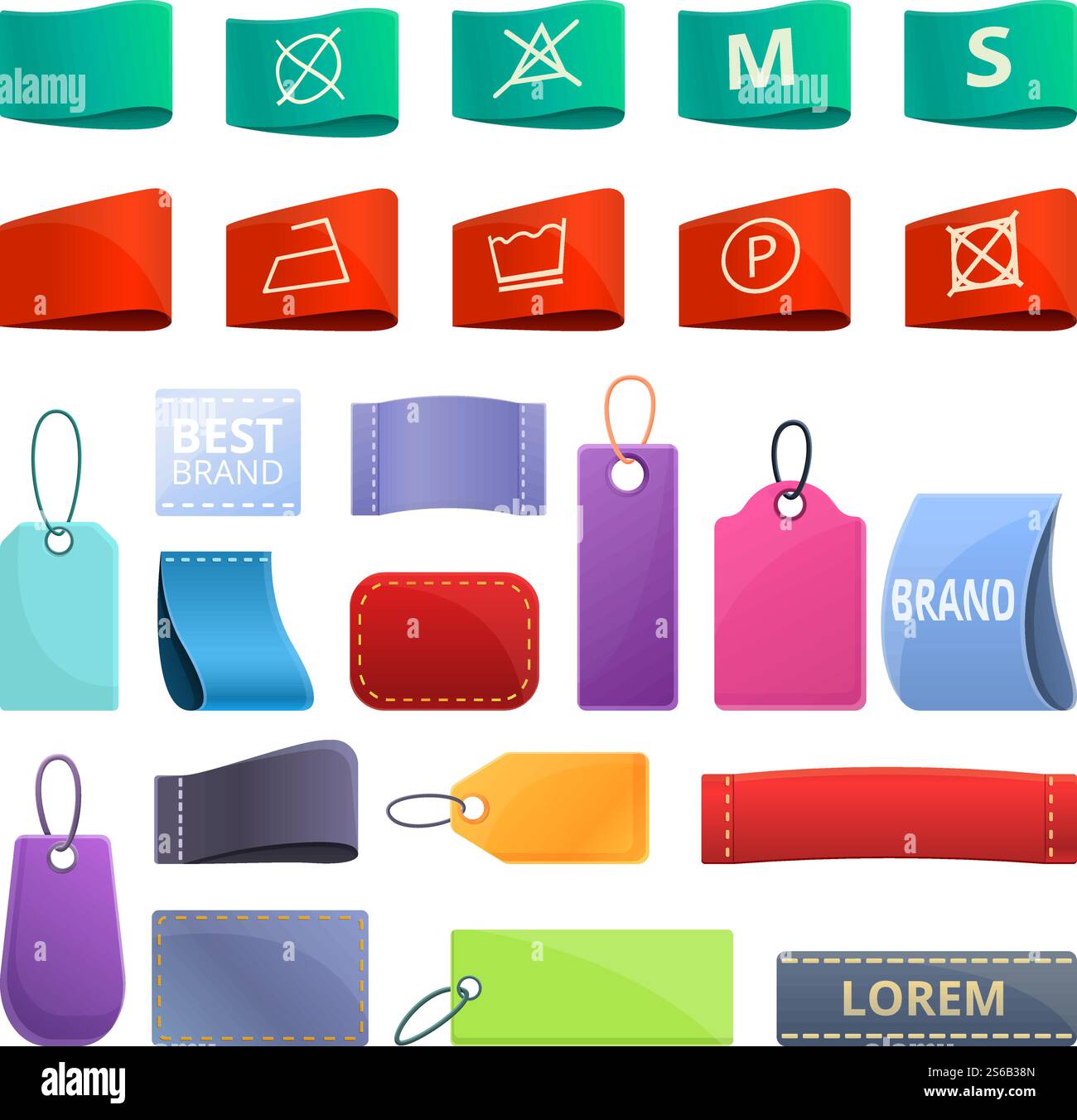 Cloth label icons set. Cartoon set of cloth label vector icons for web ...