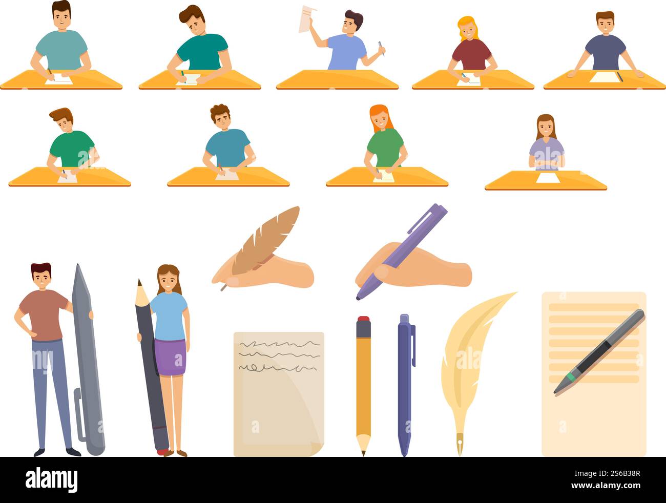 Writing icons set. Cartoon set of writing vector icons for web design ...