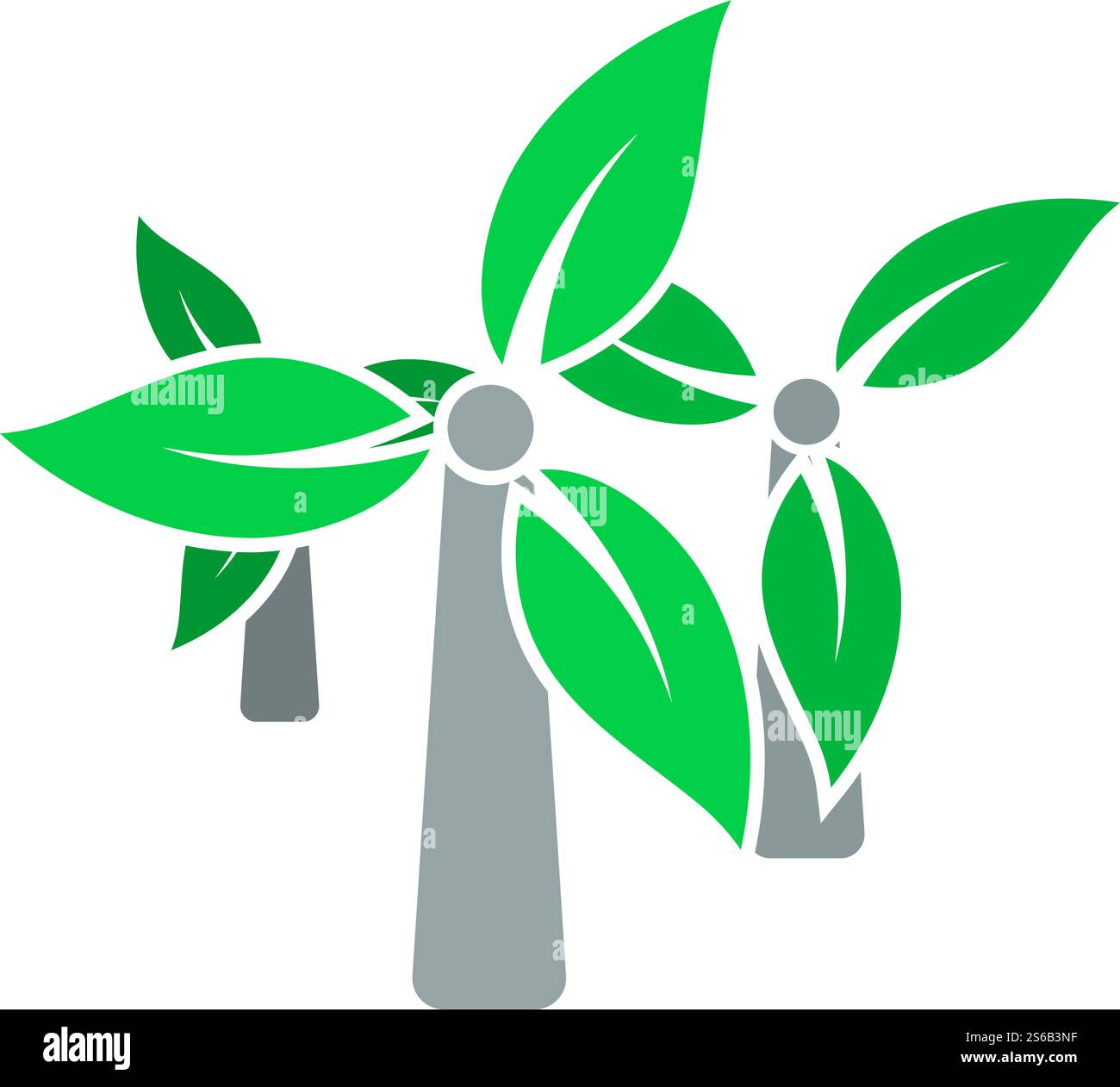 Wind Mill With Leaves In Blades Icon. Flat Color Design. Vector ...