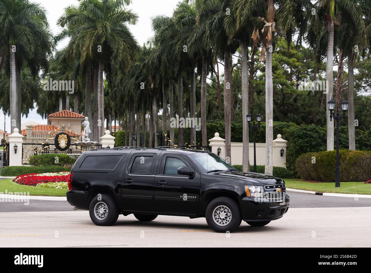 An armored vehicle in a motorcade leaves President-elect Donald Trump's ...