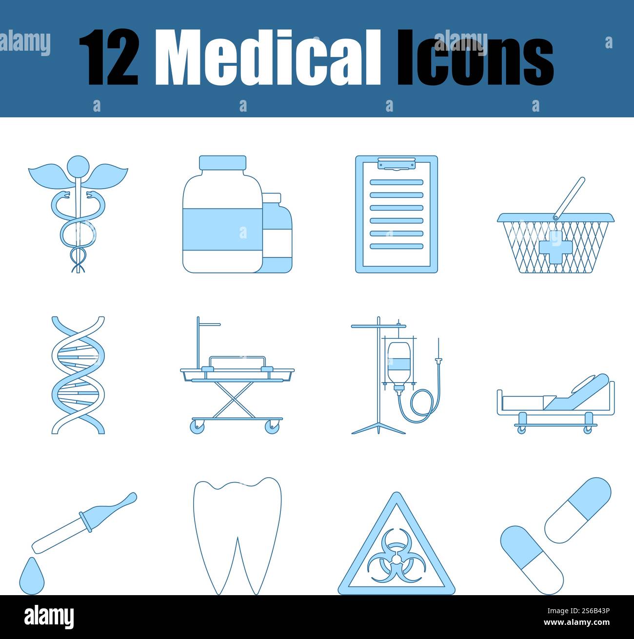 Medical Icon Set. Thin Line With Blue Fill Design. Vector Illustration ...