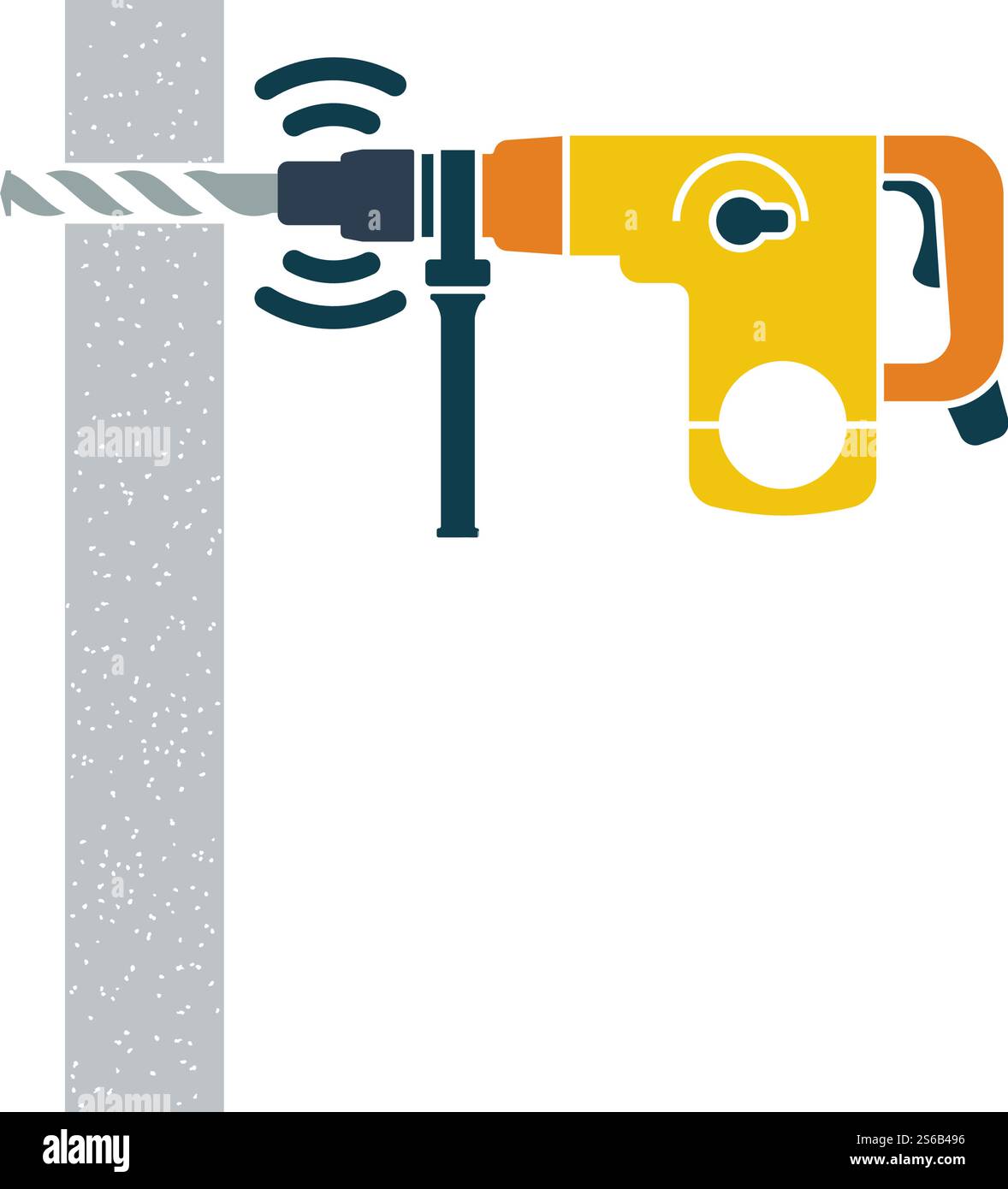 Icon Of Perforator Drilling Wall. Outline With Color Fill Design ...