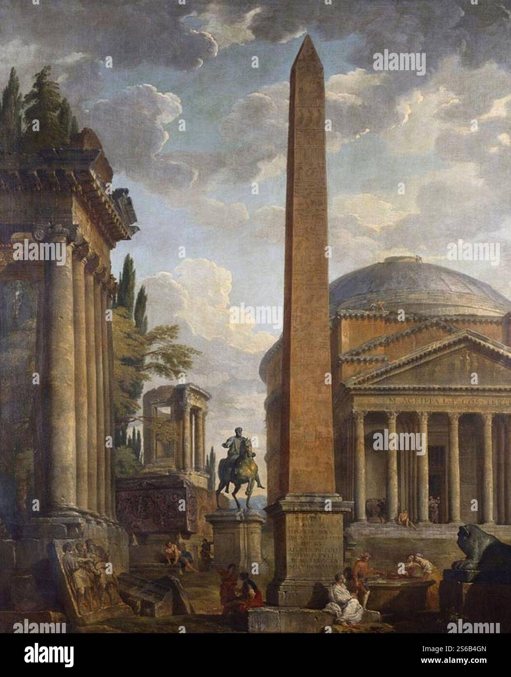 Giovanni Paolo Panini (1691-Rome 1765) - Caprice View with the Pantheon ...