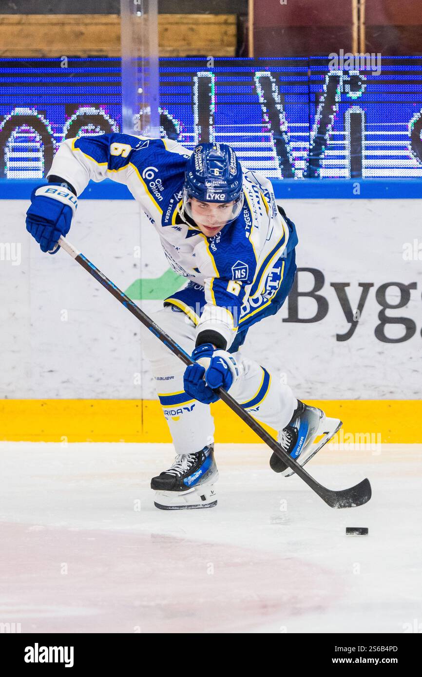 Leksand, Sverige. 16th Jan, 2025. 250116 Leksands Alexander Lundqvist under ishockeymatchen i ...