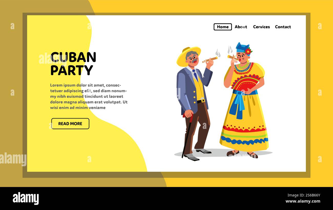 Cuban Party Couple Relaxation Together Vector. Man And Lady People ...