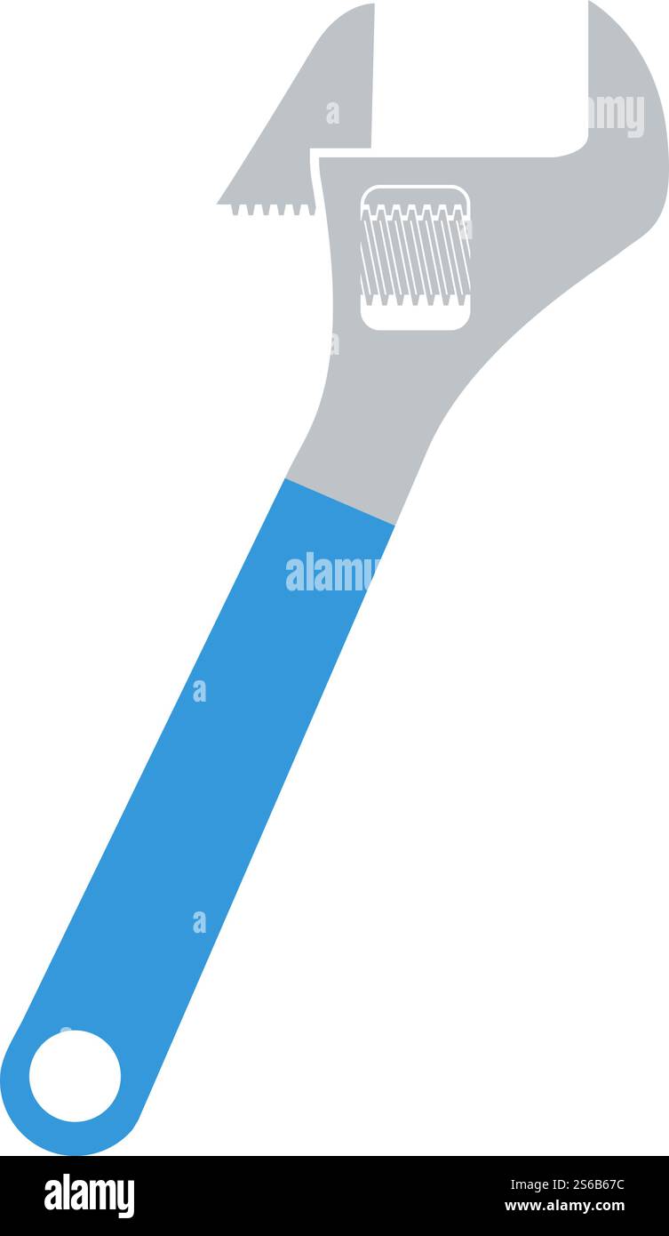 Icon Of Adjustable Wrench. Flat Color Design. Vector Illustration Stock ...