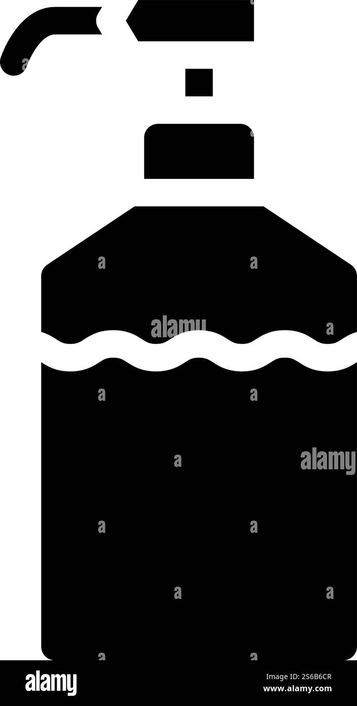 disinfectant bottle with pump glyph icon vector. disinfectant bottle ...