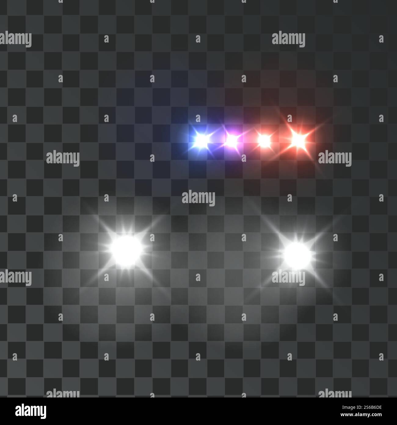 Illuminated Police Car Light Lamp And Siren Vector. Glowing And Blink ...