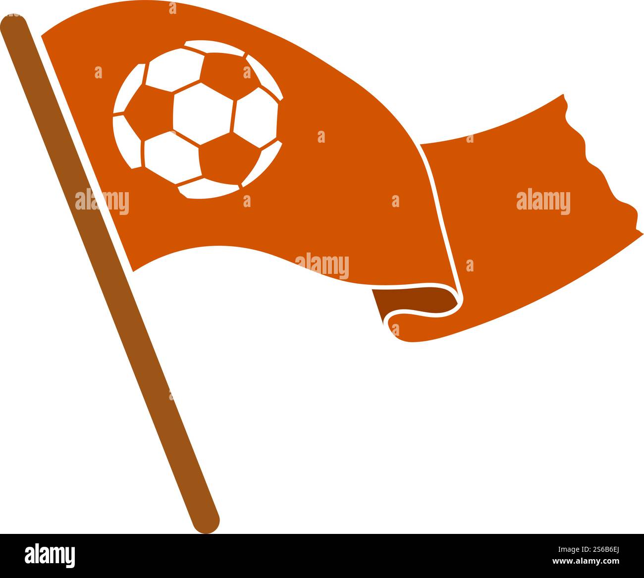 Football Fans Waving Flag With Soccer Ball Icon. Flat Color Design ...