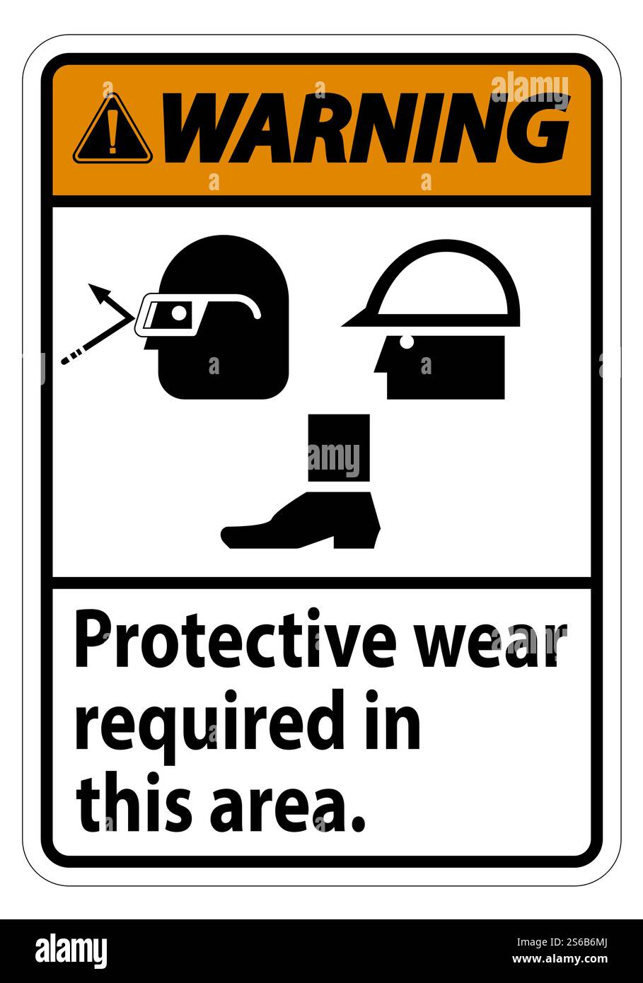 Warning Sign Protective Wear Is Required In This Area.With Goggles ...