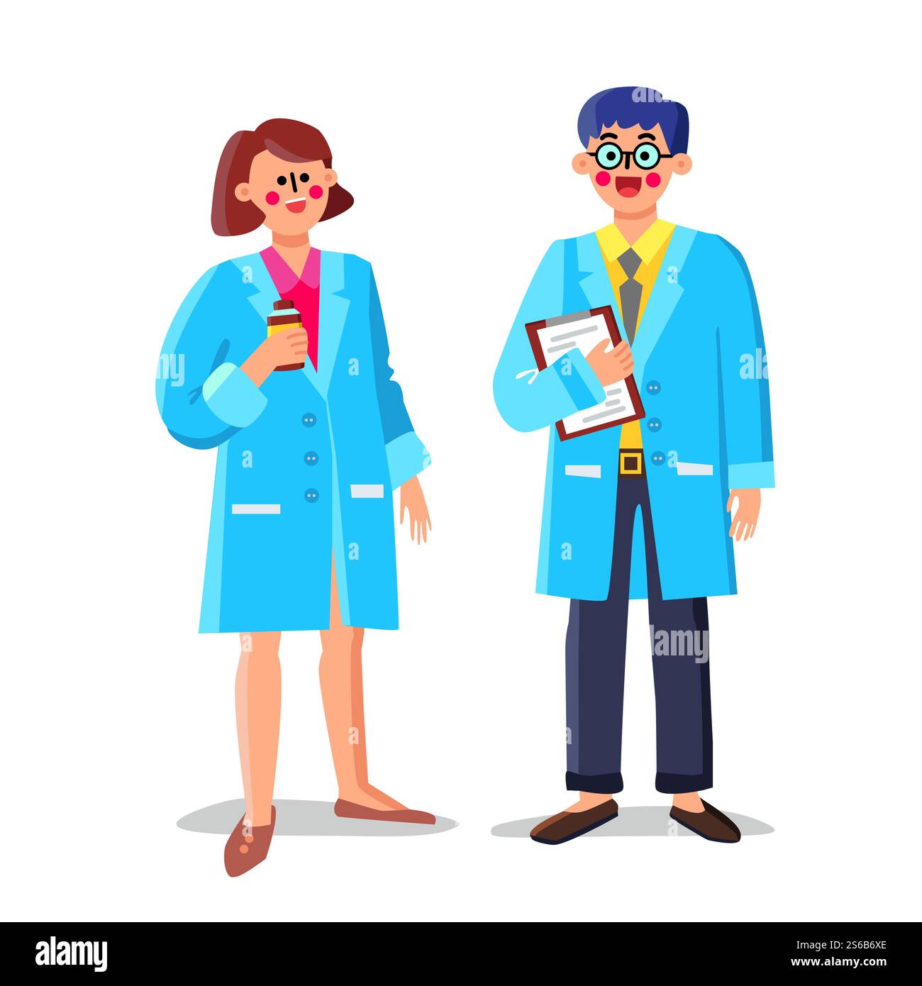 Pharmacist Laboratory Workers Man And Woman Vector. Pharmaceutical Lab ...