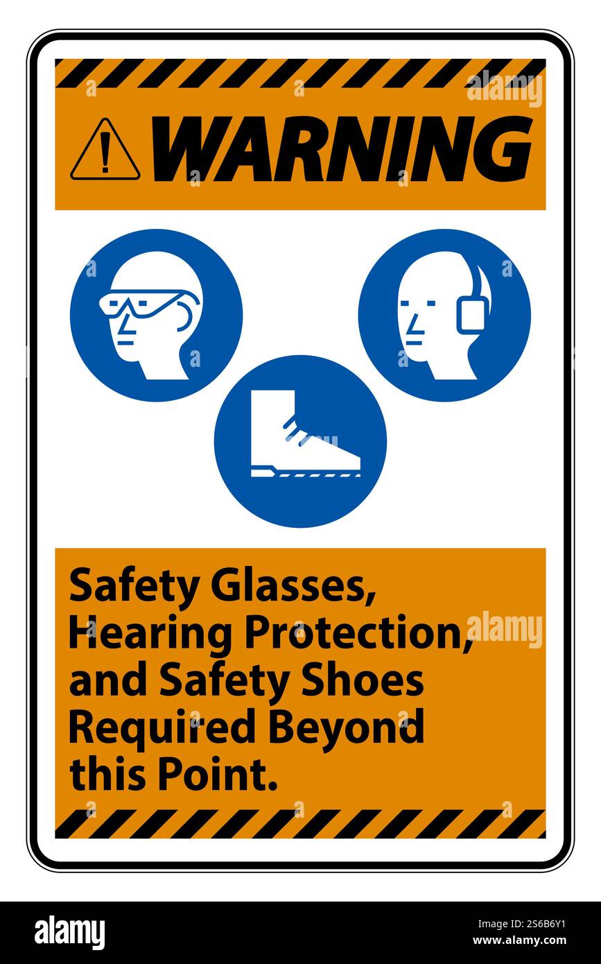 Warning Sign Safety Glasses, Hearing Protection, And Safety Shoes ...