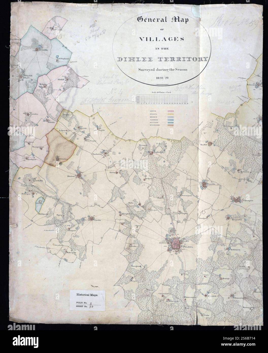 General map of villages in Delhi Territory, by T. Oliver, 1828–29 (F02 ...