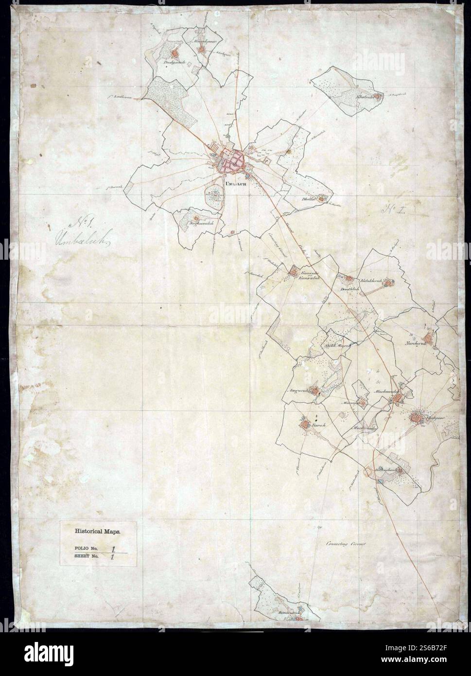 General map of villages in Ambala Division, surveyed by J. H. Simmonds ...