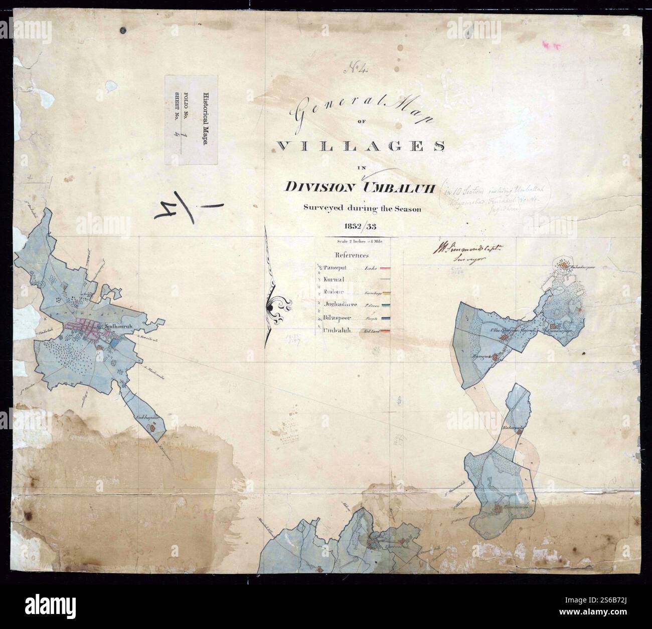 General map of villages in Ambala Division, surveyed by J. H. Simmonds ...