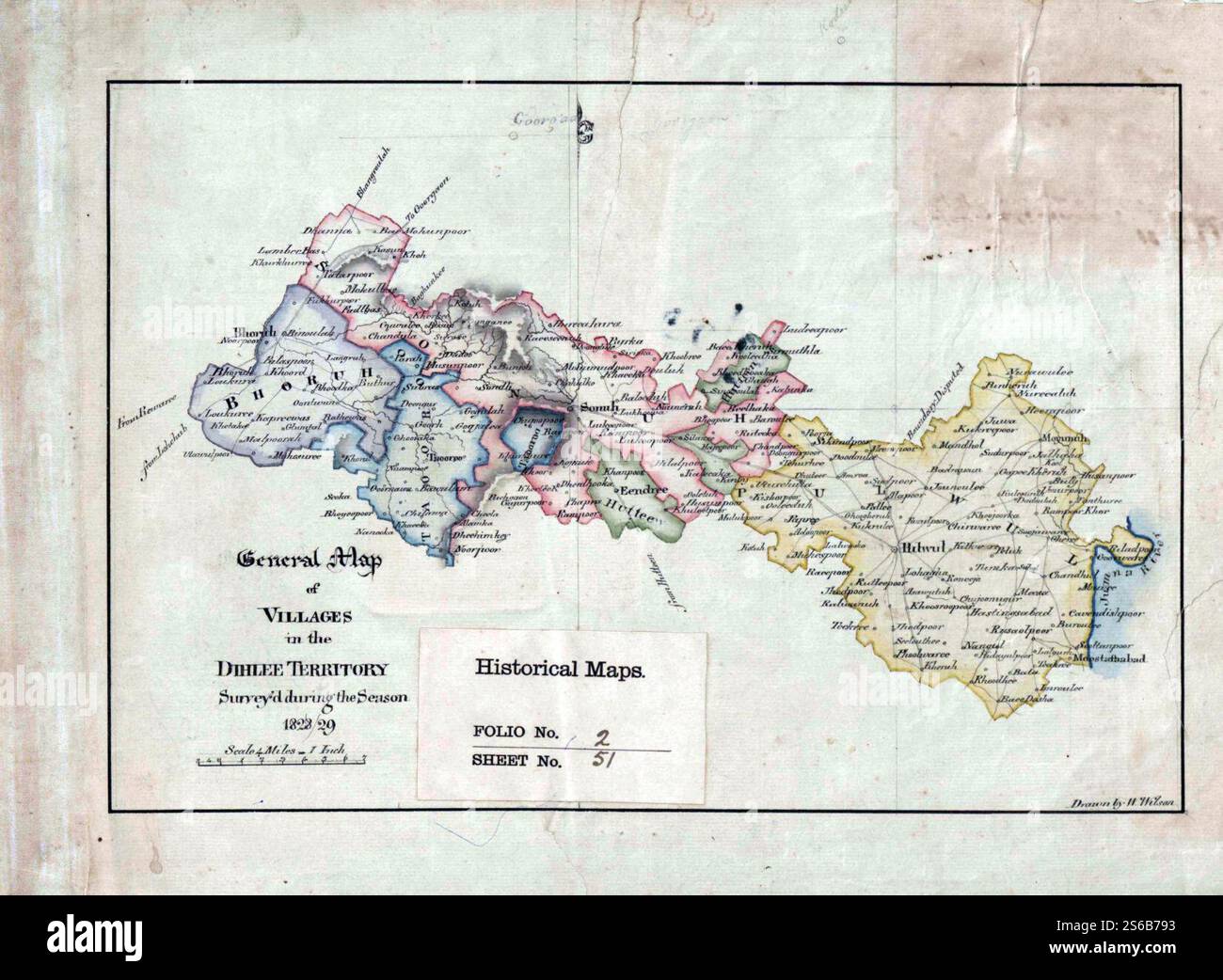 General map of villages in Delhi Territory, surveyed by T. Oliver and ...