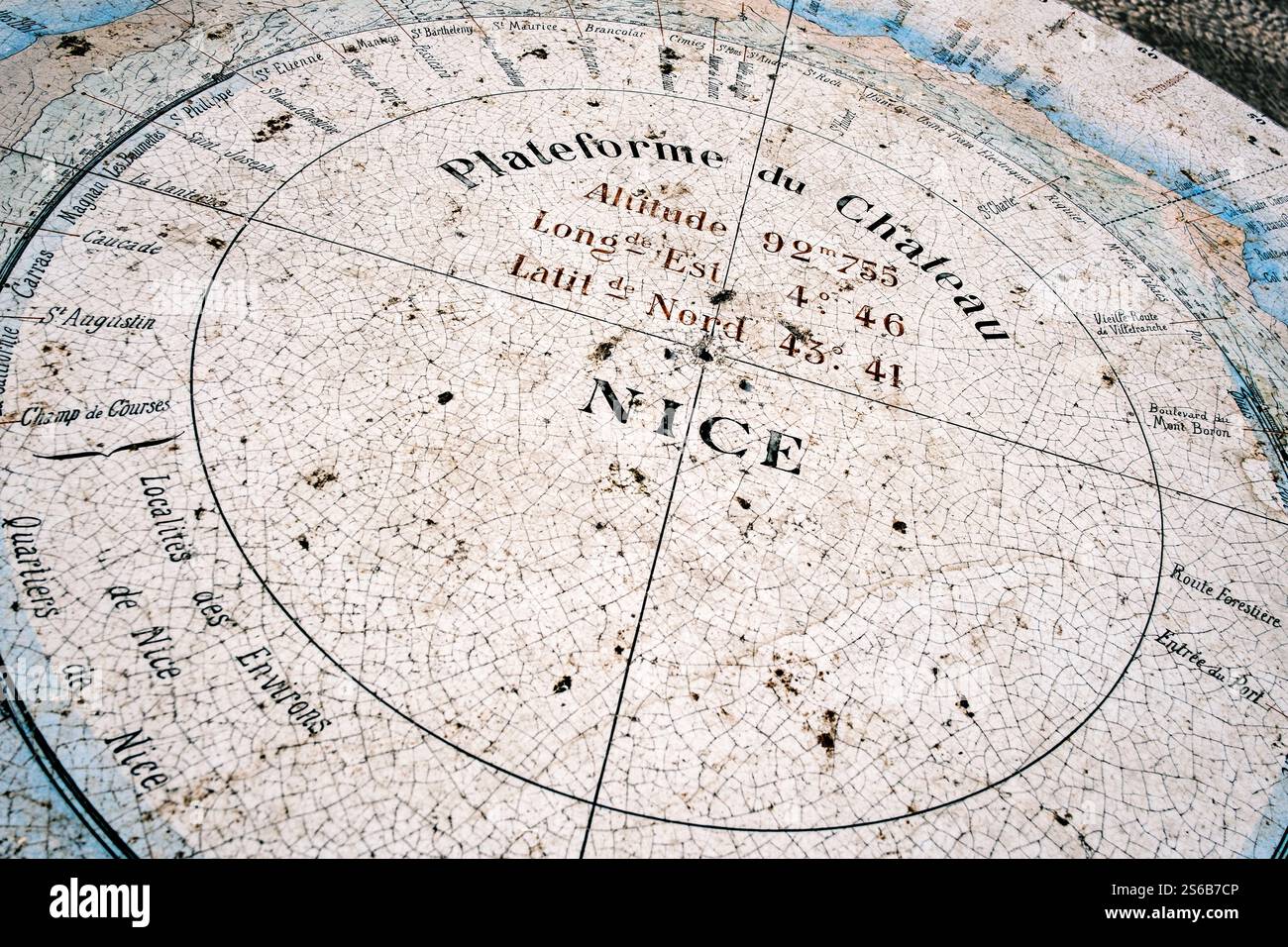 Ceramic toposcope, Castle Hill Park, Nice, France Stock Photo - Alamy