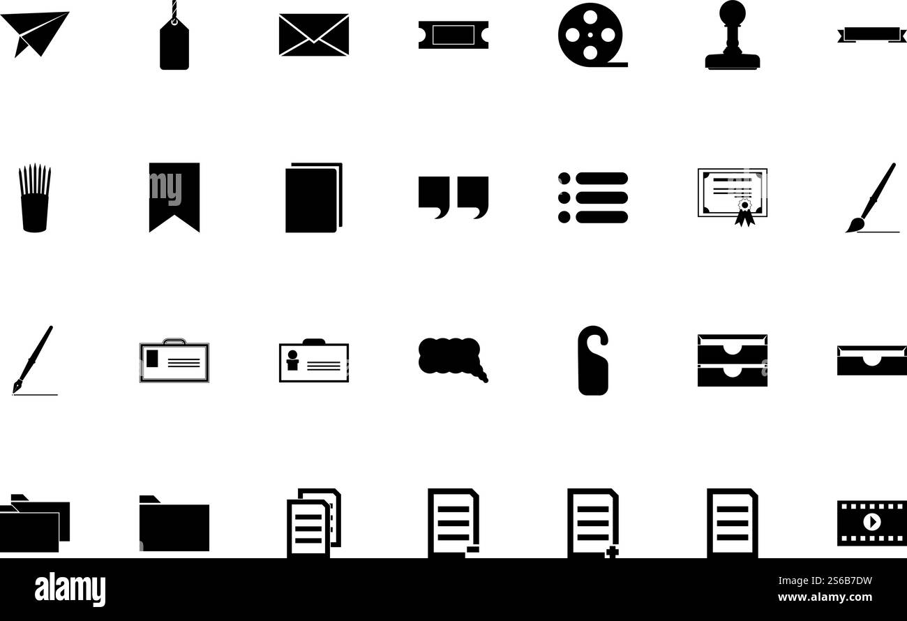 Web documents black color set solid style vector illustration. Web ...